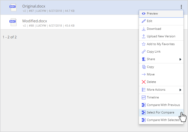 The document menu is three dots that appears to the right of the ...